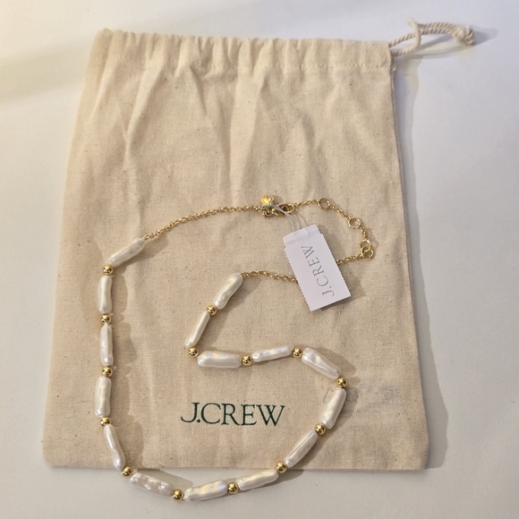 J. Crew | Jewelry | J Crew Freshwater Pearl Necklace Gold Bead Dressy ...